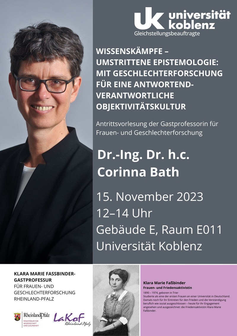 Antrittsvorlesung von Dr.-Ing. Dr. h.c. Corinna Bath zur Klara Marie ...