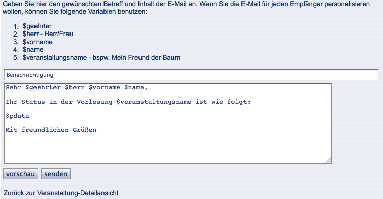 Versenden von E-Mails an Studierende | Universität Koblenz